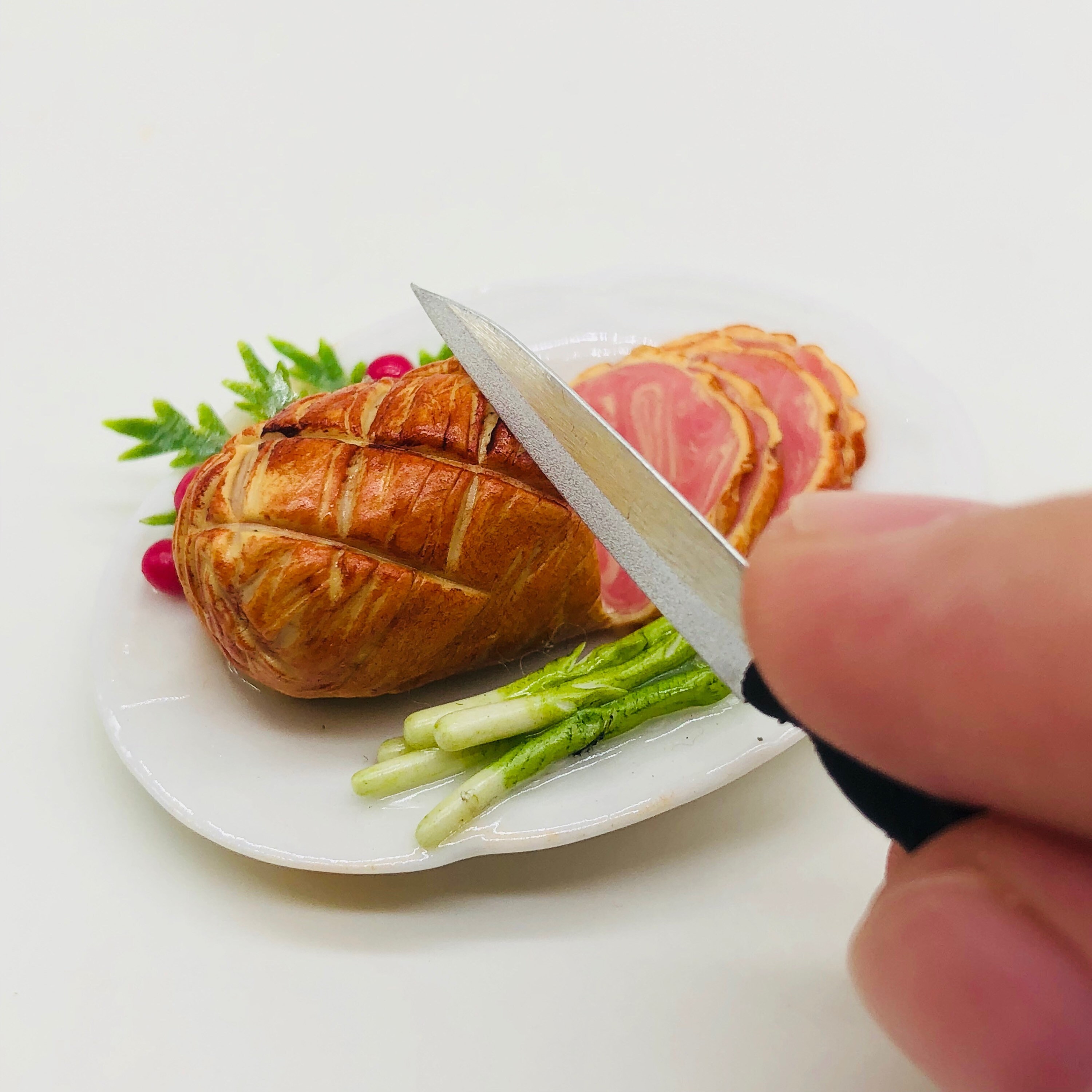 Miniature Ham With Knife Miniature Bacon With Salad | Etsy