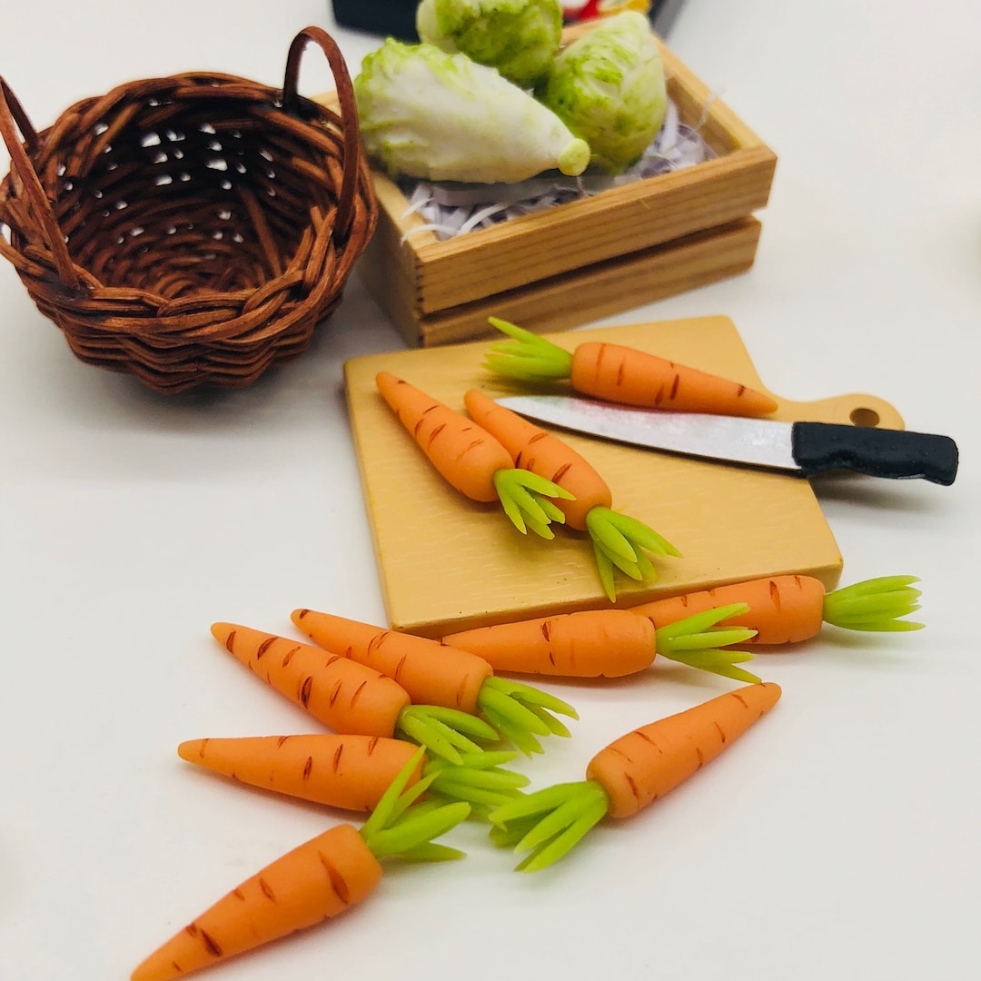 5 Pieces Miniature Carrot, Miniature Vegetable for Dollhouse Kitchen ...