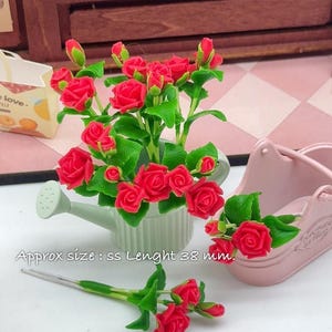 5 Pieces Miniature Red Rose, Miniature Garden Dollhouse Size SS and S ...