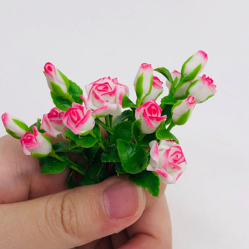 5 Bouquets Miniature Rose White Pink Color Miniature Garden - Etsy