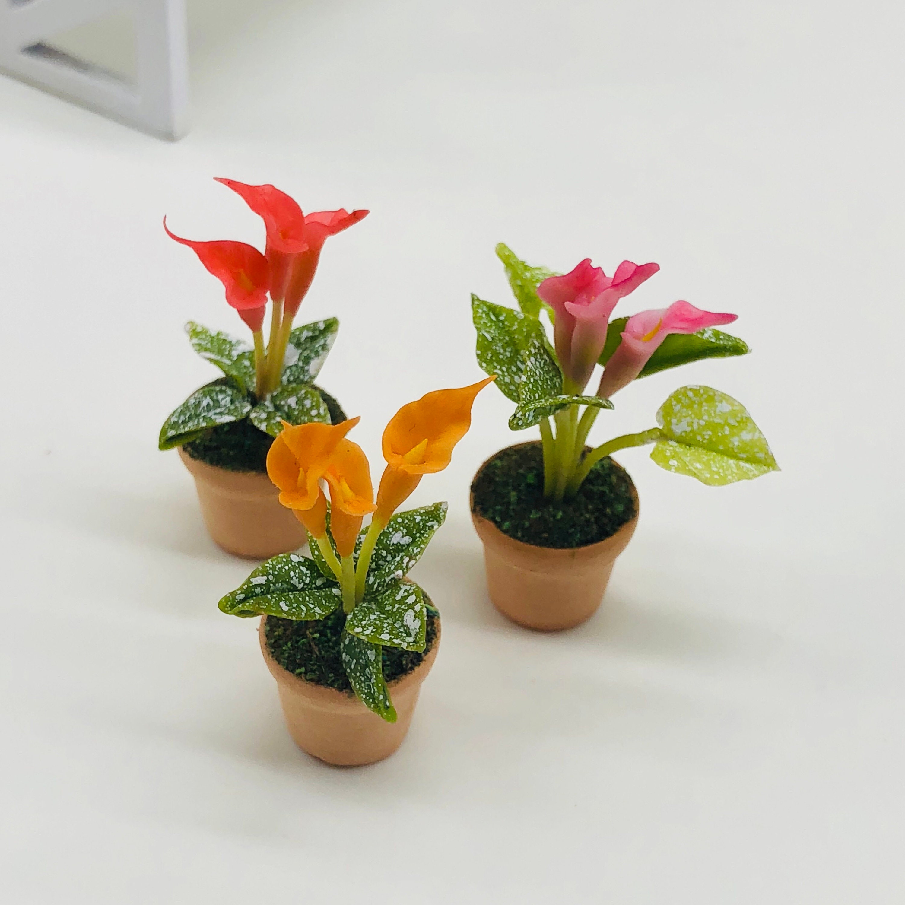 3 pieces Miniature Flower 3 pots decorate for dollhouse fairy | Etsy