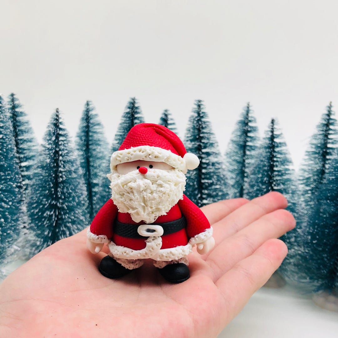 Miniature Santa Made Clay Polymer, Miniature Santa Dolls, Miniature ...