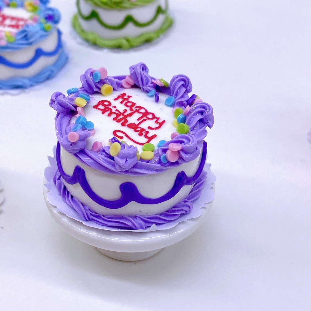 Miniature Happy Birthday Cake, Miniature Sweet Cake Dollhouse Cake ...