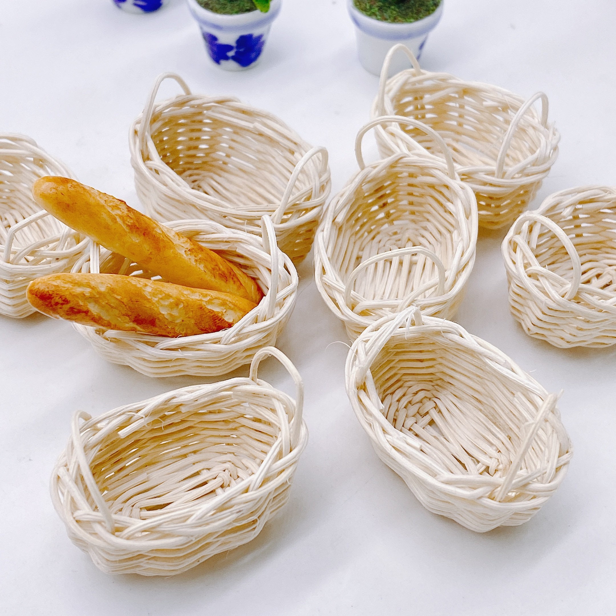 5 Pieces Miniature Wicker Miniature Basket Miniature | Etsy