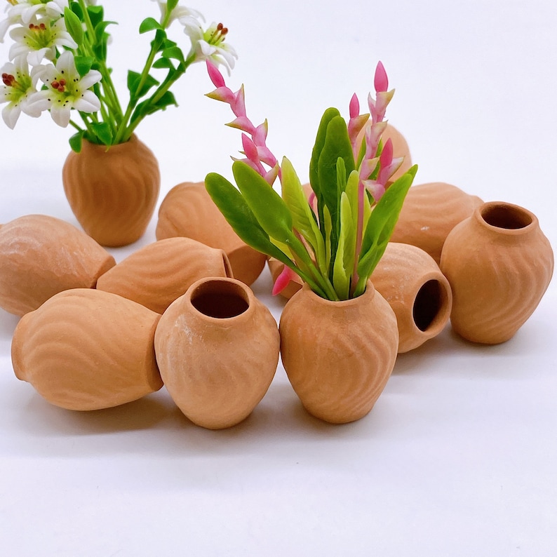10 Pieces Miniature Vase Brick Color Miniature Pot Miniature - Etsy