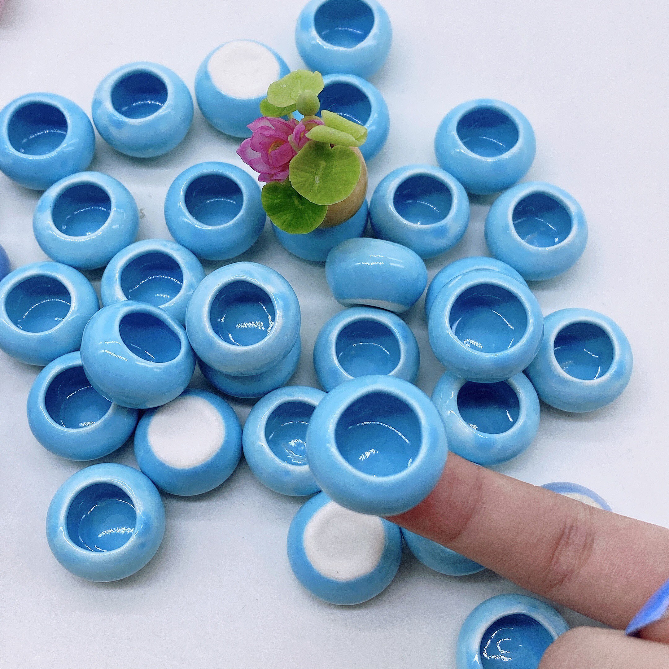 Miniature pot,Miniature Fairy Garden 10 pieces Miniature Ceramic Gloss ...