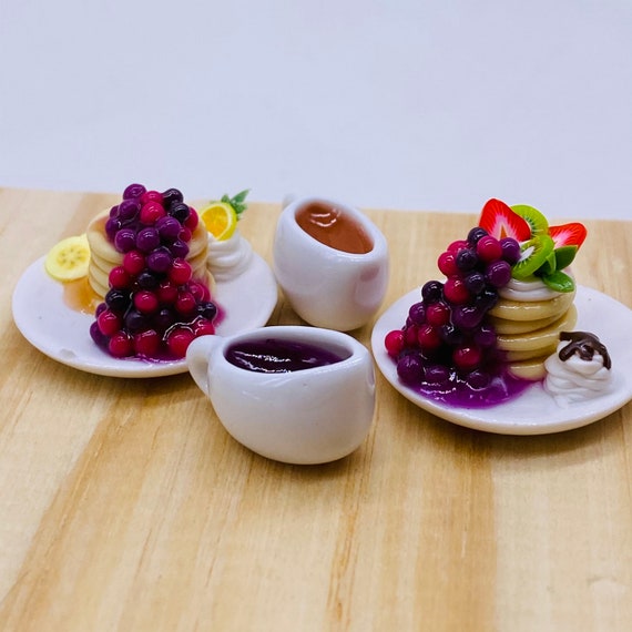 2 Set Miniature Pancake With Honey Sauce miniature Fake | Etsy