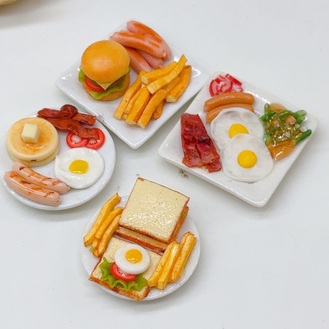 Miniature Breakfast, Miniature Fake Food Decorate for Dollhouse 1:12 ...