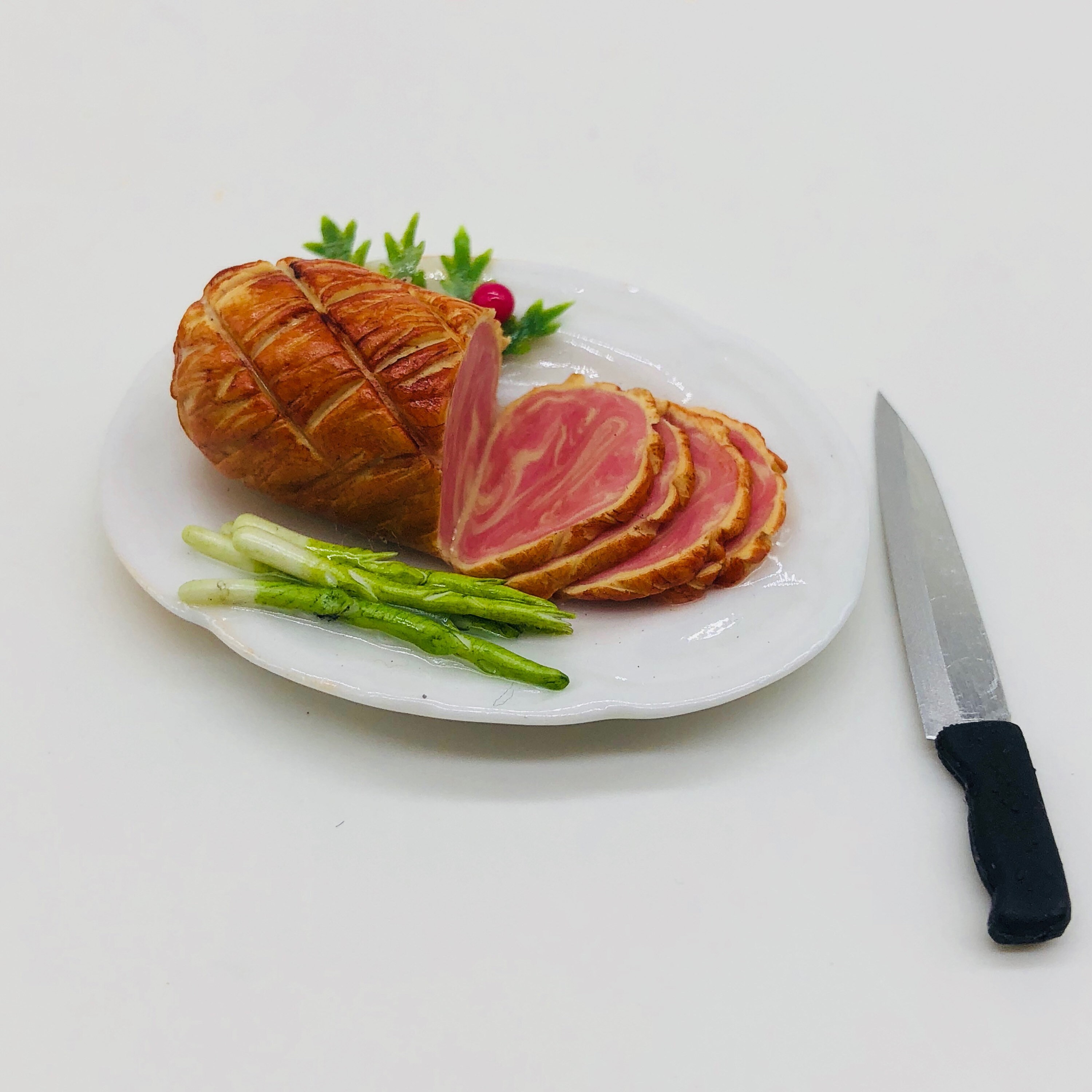 Miniature Ham With Knife Miniature Bacon With Salad | Etsy