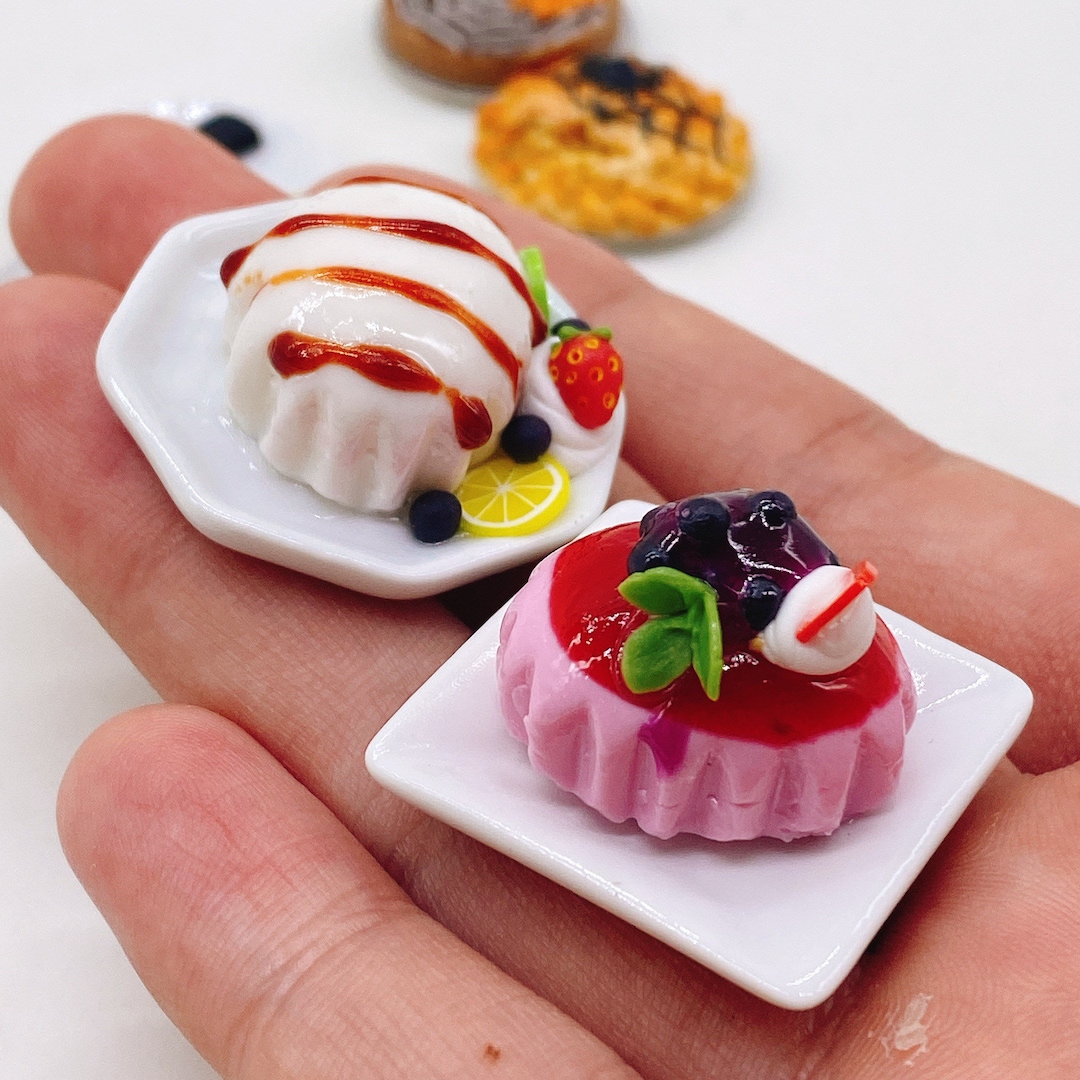 2 Pieces Miniature Mini Cake, Miniature Sweet Cake, Fake Food ...