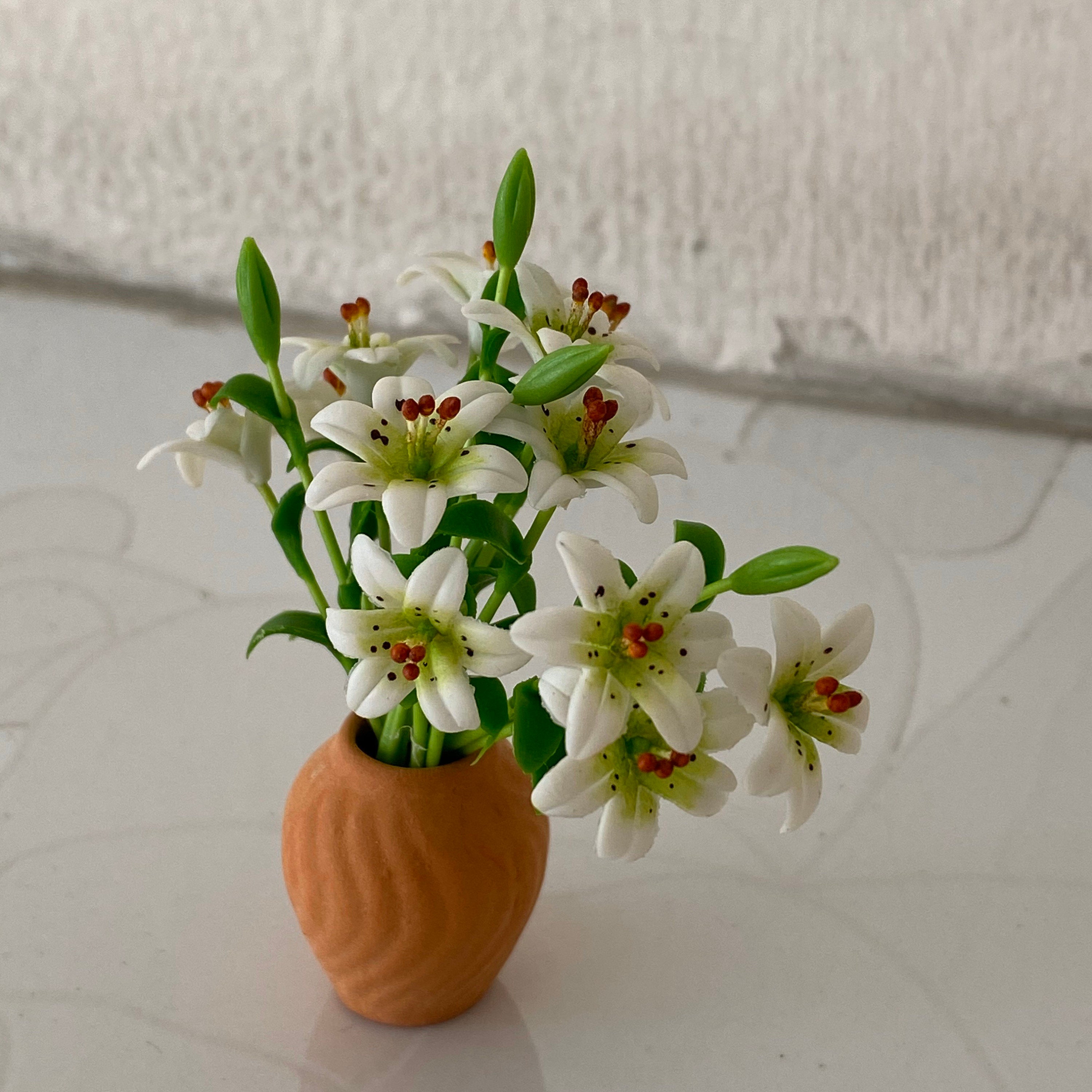 5 Pieces Miniature Lily Flower Clay Polymer Miniature Garden - Etsy