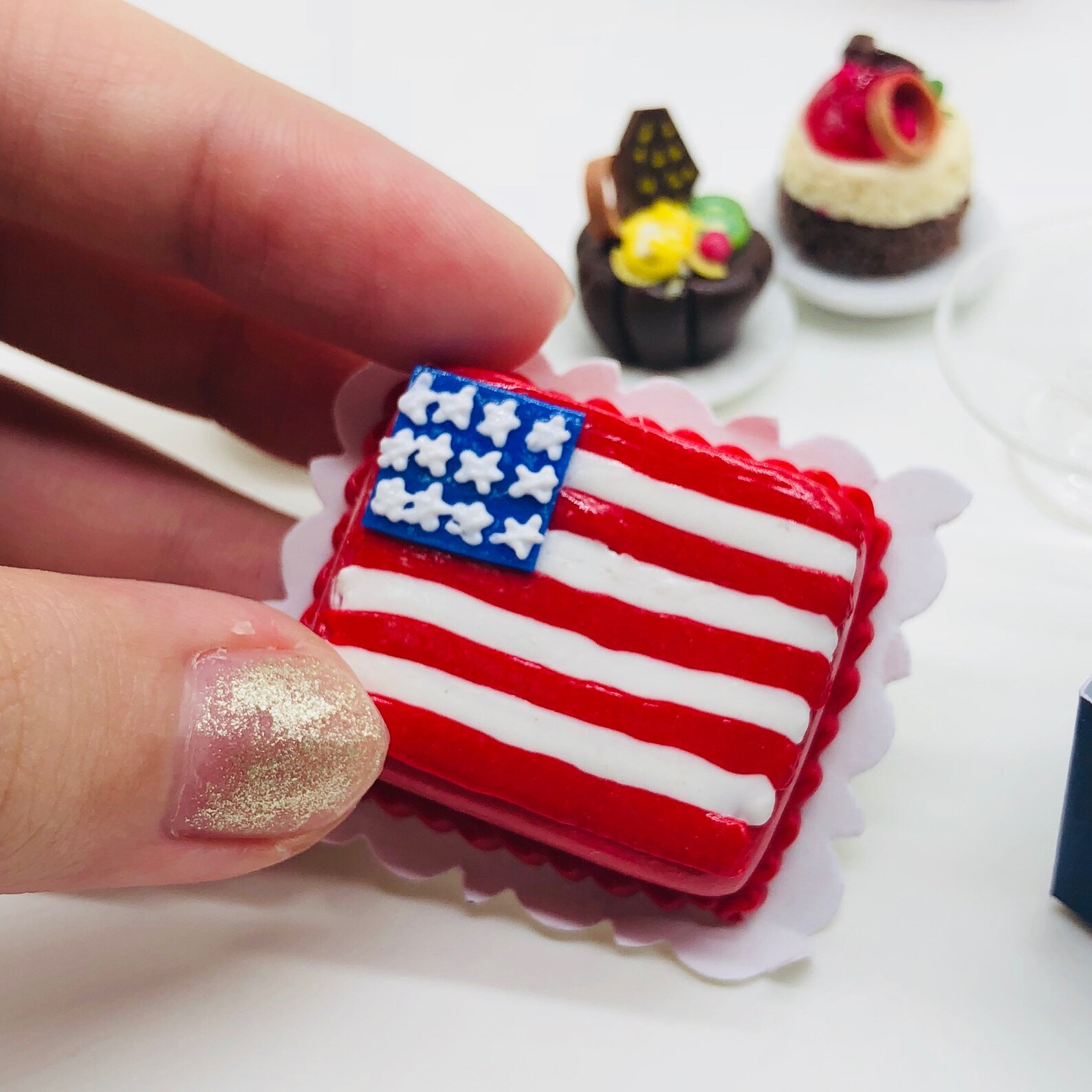 Miniature Flag Cake miniature Sweetdollhouse Cakedolls and - Etsy