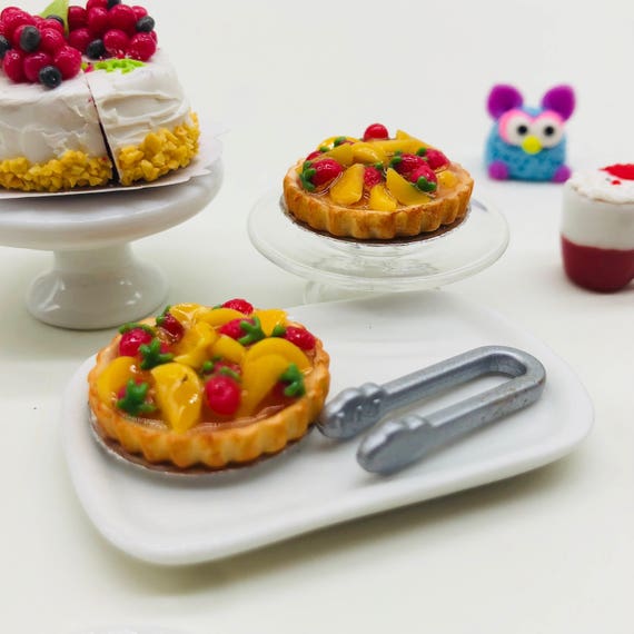 Set Miniature Cherry Puff with Beverage Miniature Fruit Cake,Miniature ...