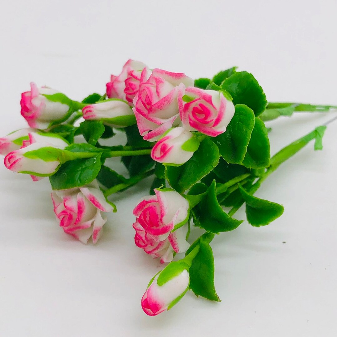 5 Bouquets Miniature Rose White Pink Color Miniature Garden - Etsy