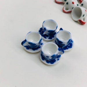 4 Set Miniature Ceramic Cup With Saucer Miniature Ceramic - Etsy