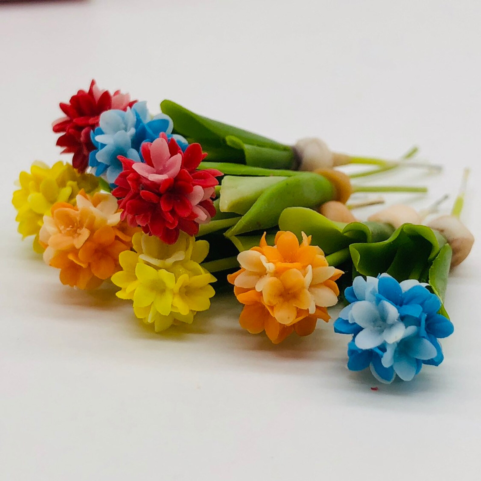 8 Pieces Miniature Flower and Plant 4 Color, Miniature Garden Dollhouse ...