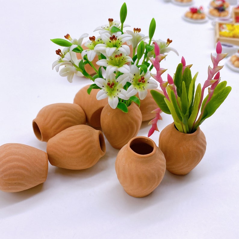 10 Pieces Miniature Vase Brick Color Miniature Pot Miniature - Etsy