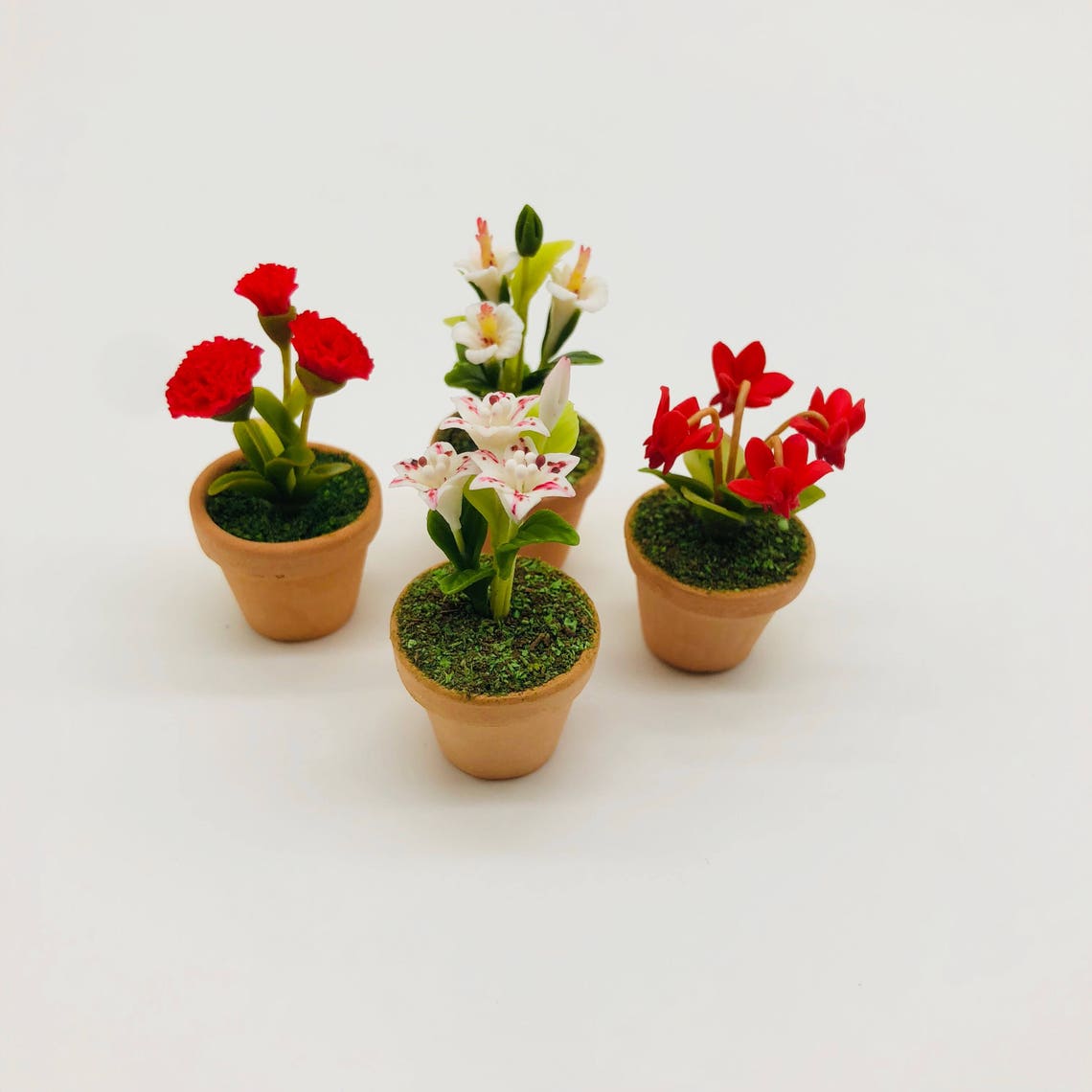 4 Pieces Miniature Flower Miniature Pot Dollhouse - Etsy