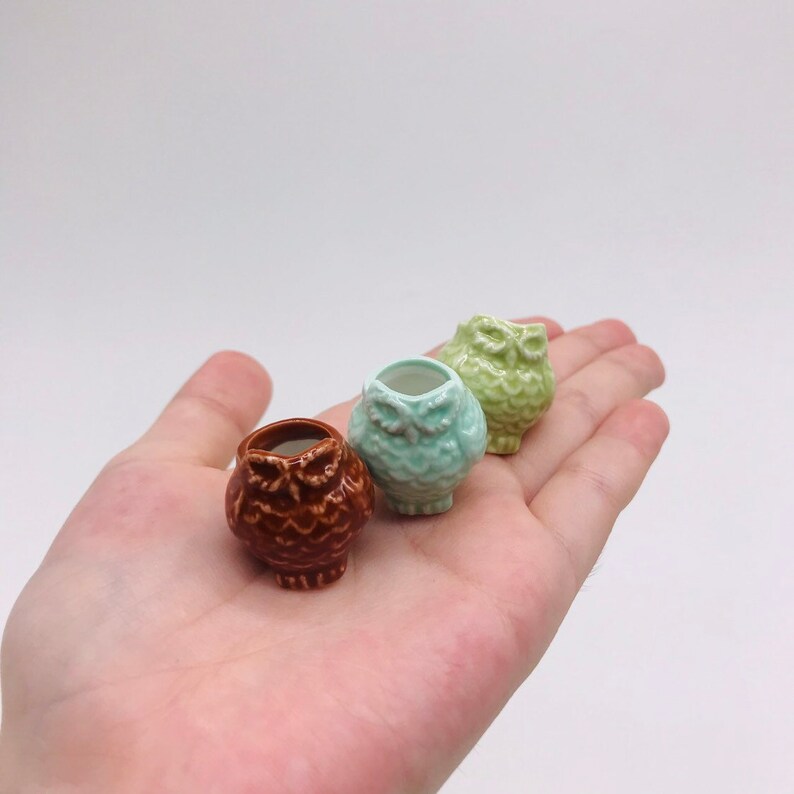 3 Pieces Miniature Owl Vase 3 Color Miniature Potminiature - Etsy
