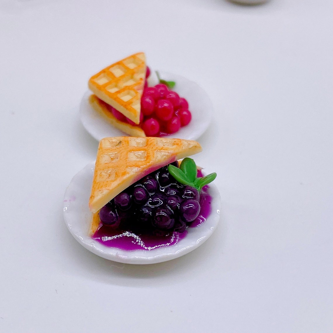 2 pieces Miniature Waffle Fake Food clay polymer Miniature | Etsy