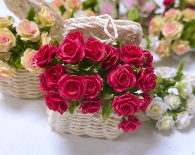 10 Flowers Miniature Red Rose , Miniature Sweet Garden Dollhouse - Etsy