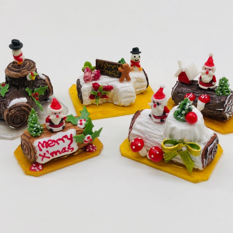 5 Pieces Miniature Log Cake 3D for Christmas Miniature - Etsy