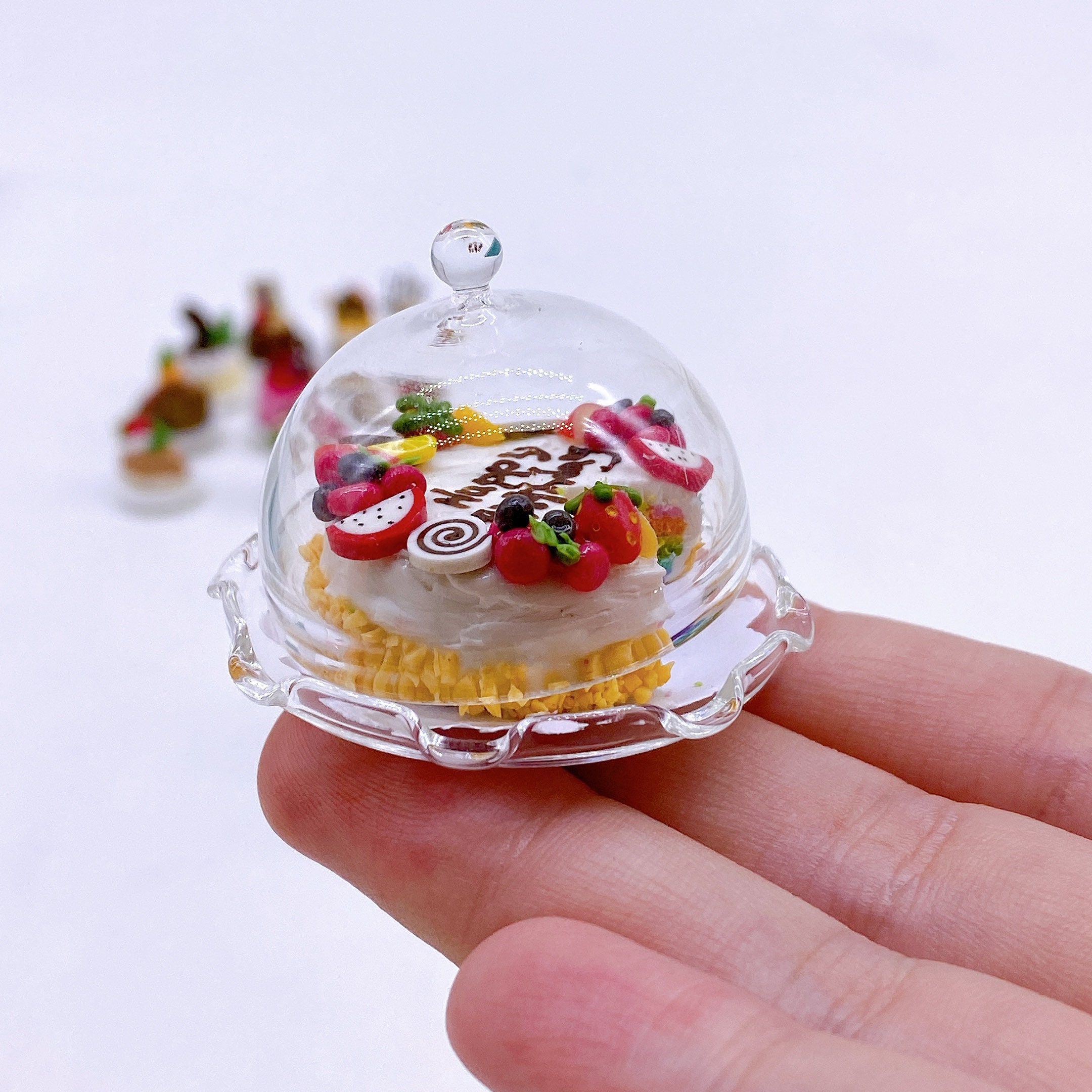 Miniature Glass Tray With Dome Cap Miniature Sweet Collection | Etsy