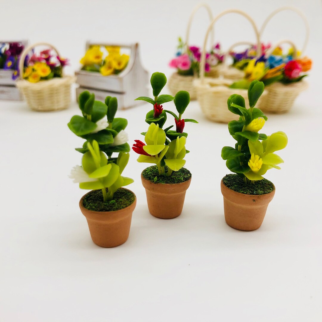 3 Pieces Miniature Flower, Miniature Pot,dollhouse Flower,miniature ...