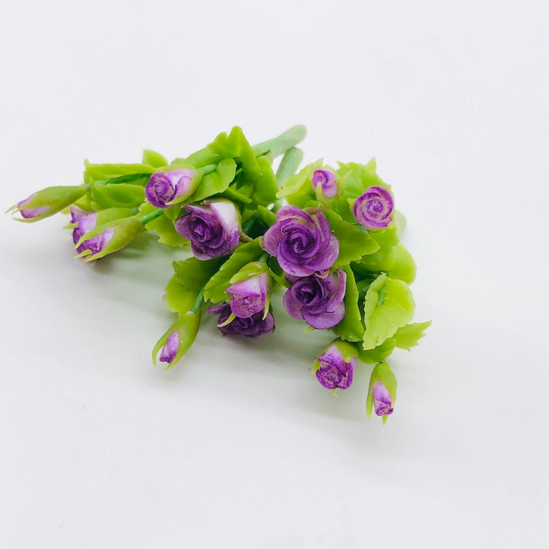 5 Bouquets Miniature Purple Roses,miniature Garden Dollhouse 1:12 Scale ...