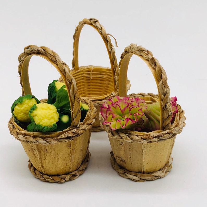3 Pieces Miniature Wicker Basket Miniature Basket Miniature - Etsy
