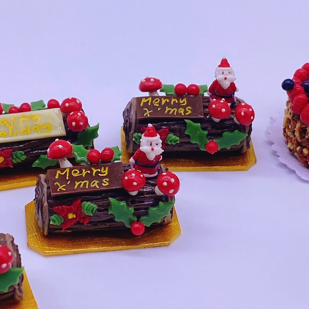 Miniature Christmas Log Cake: Polymer Clay Dollhouse Bakery (25mm) - Etsy