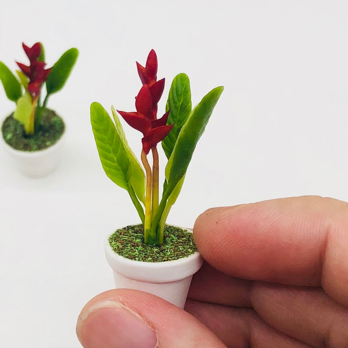 2 pieces Miniature Plants in pot decorate for dollhouse | Etsy