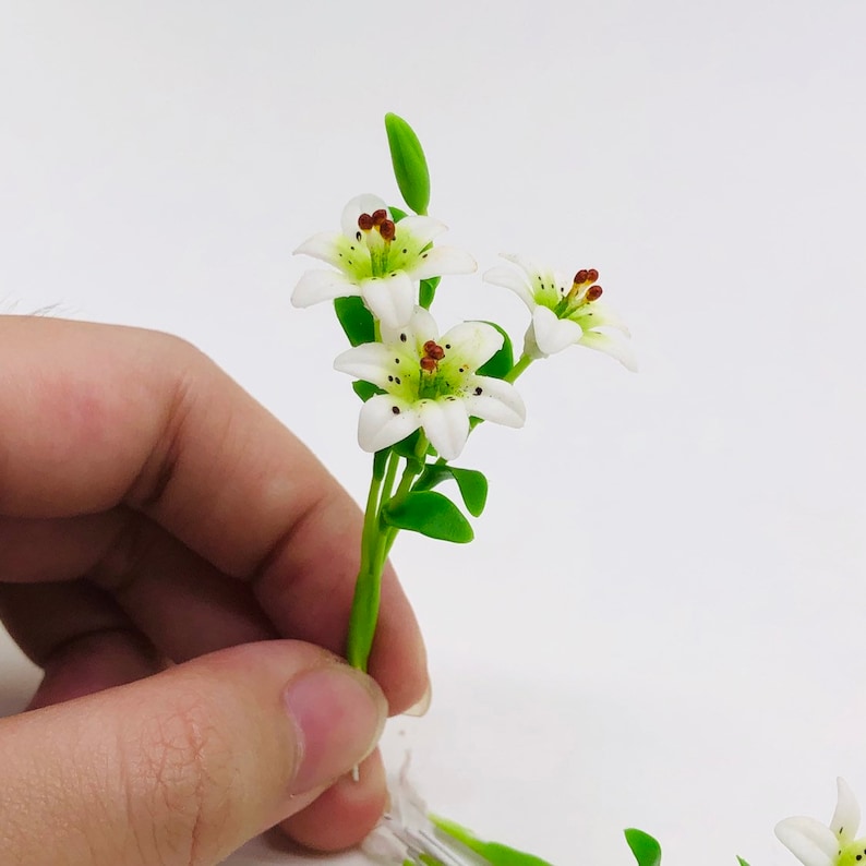 5 Pieces Miniature Lily Flower Clay Polymer Miniature Garden - Etsy