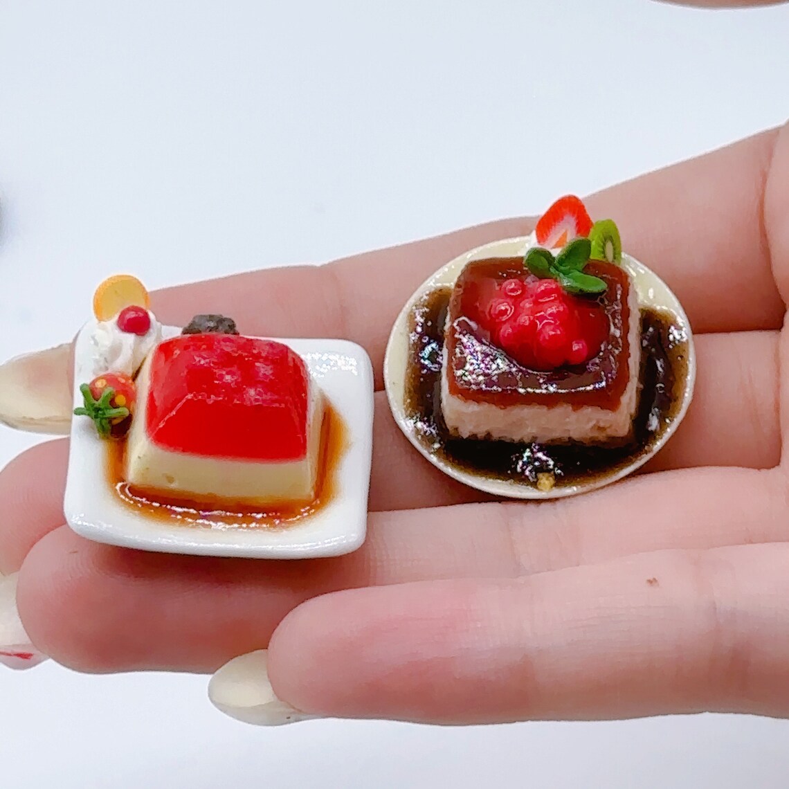 2 Pieces Miniature Pudding Cake, Miniature Fake Food for Doll's House ...
