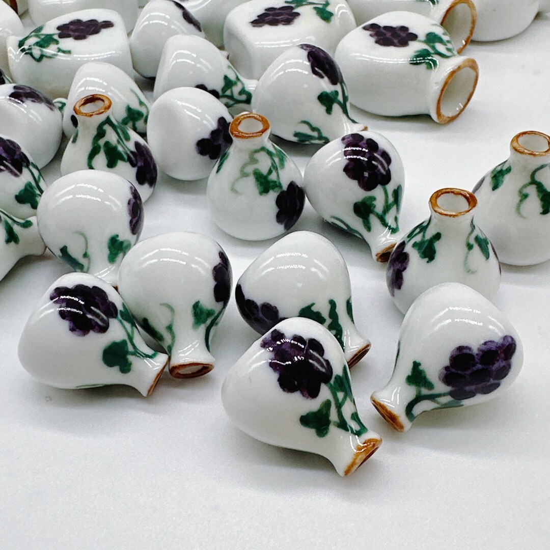 10 Pieces Miniature Ceramic Grape Paint Gloss Vase Miniature - Etsy