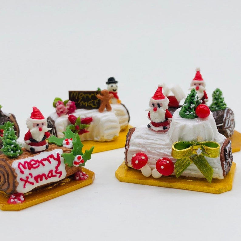 5 Pieces Miniature Log Cake 3D for Christmas Miniature - Etsy