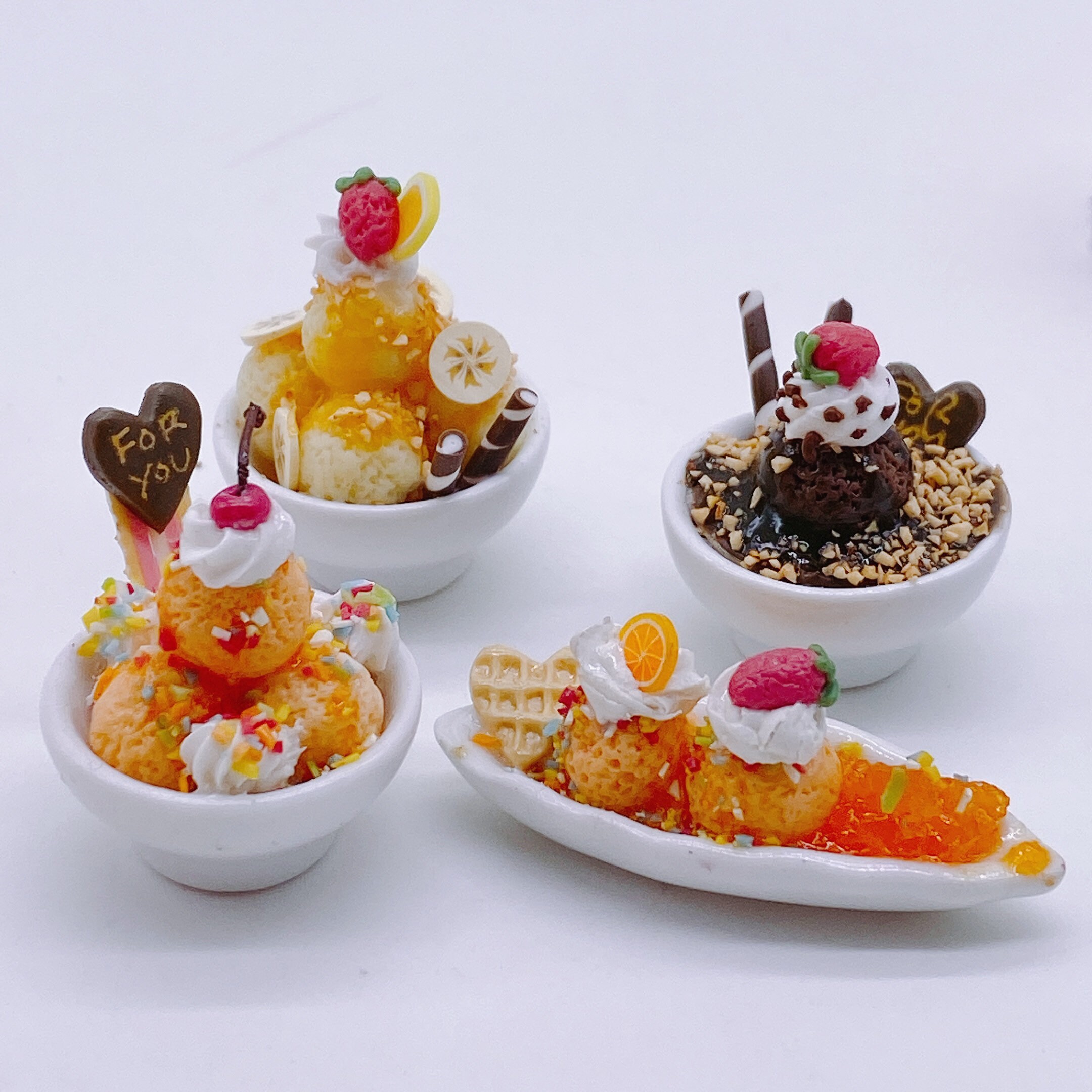 4 Pieces Miniature Sweet Ice-cream on Bowl Lovely for - Etsy