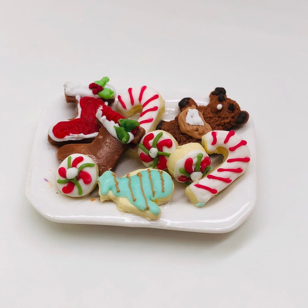 Set Miniature Cookies Christmas on Ceramic Plate for Dollhouse - Etsy