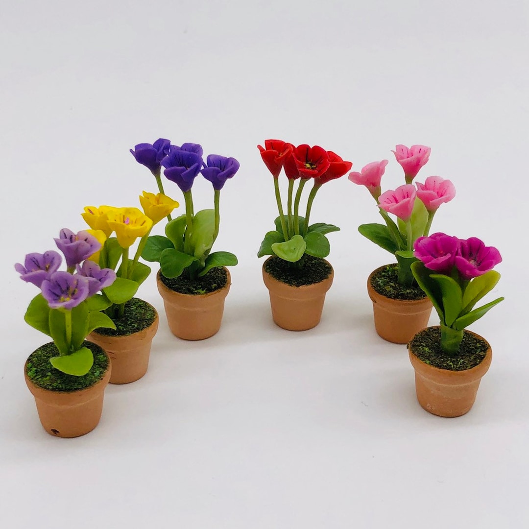 6 Pieces Miniature Flower 6 Pots Decorate for Dollhouse Fairy Garden - Etsy
