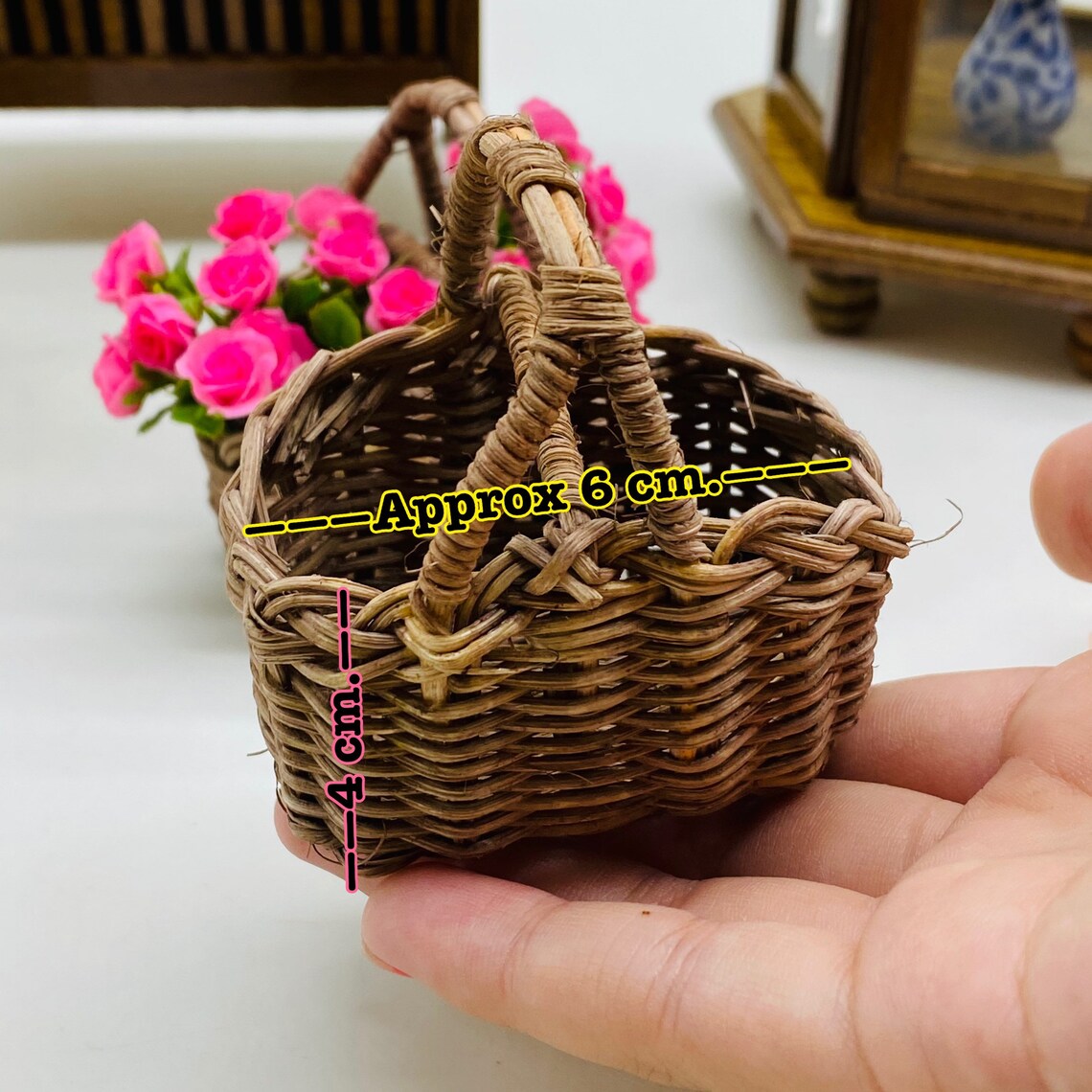 2 Pieces Miniature Wicker Basket Miniature Garden Dollhouse - Etsy