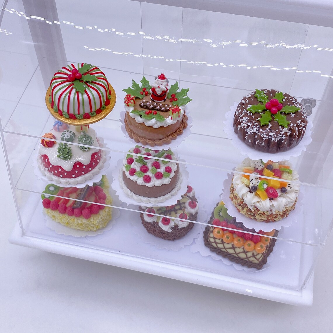 Miniature Showcase With Cake 9 Pieces Decorate for Dollhouse | Etsy