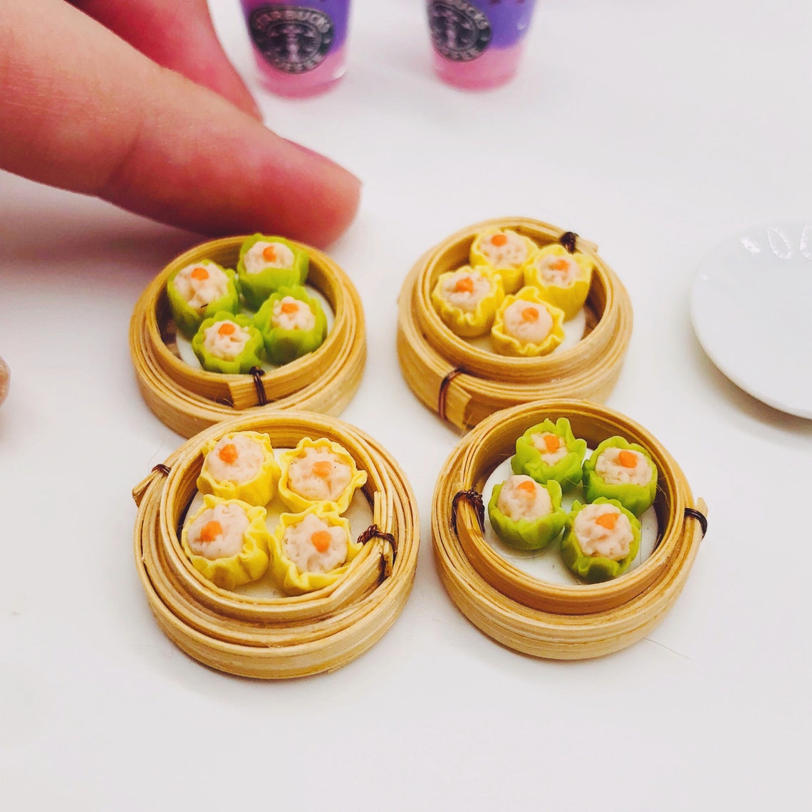 2 Pieces Miniature Dim Sum Within 2 Bamboo Basket Miniature - Etsy