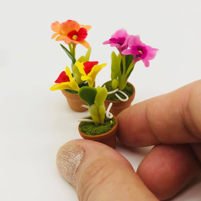 3 Pieces Miniature Flower, Miniature Pot , Dollhouse Flower,miniature ...