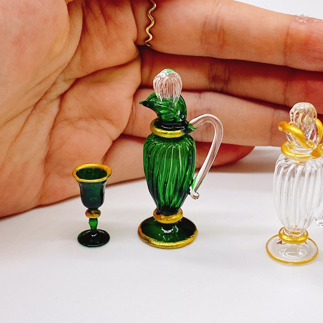 Miniature Glass Jug and Glass Set: Dollhouse Sweet Collection - Etsy