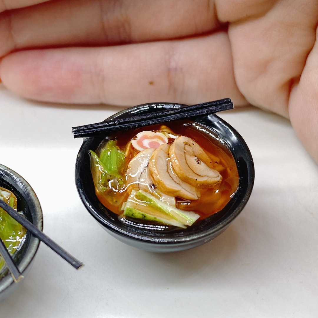 Miniature Ramen Japanese Cuisine in Ceramic Bowl Size 25 Mm With 1 Pair ...