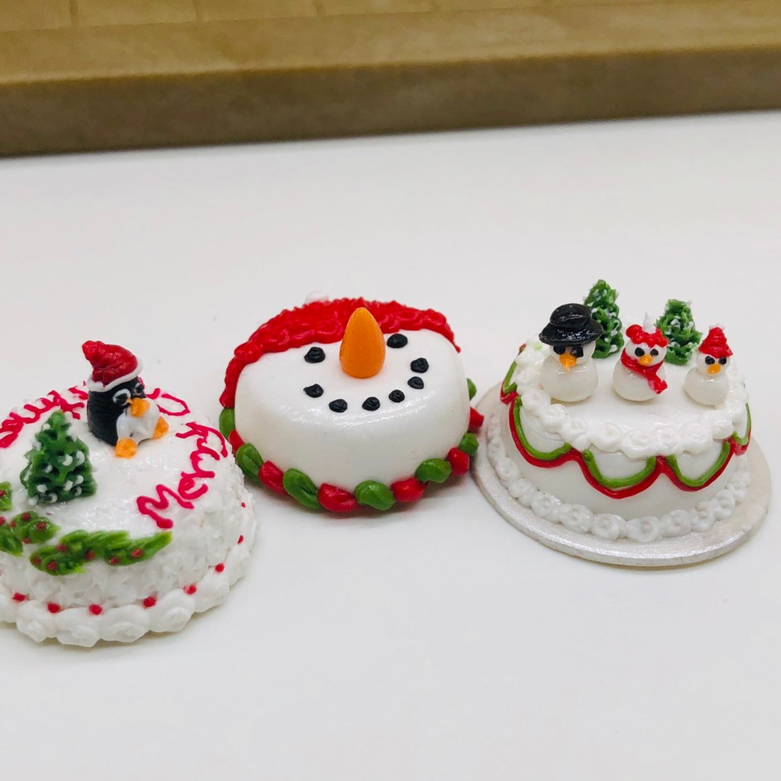 3 Pieces Miniature Christmas Cake Miniature Sweet Cake for - Etsy