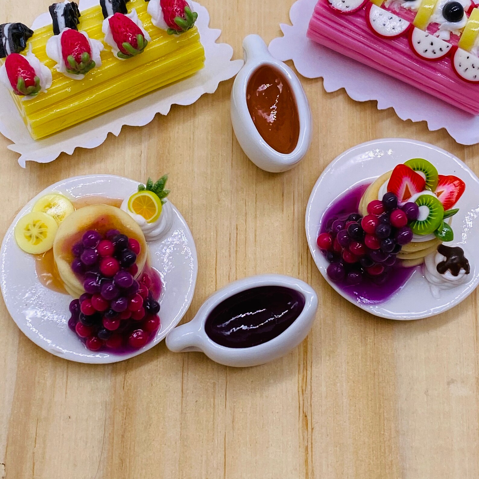 2 Set Miniature Pancake With Honey Sauce miniature Fake | Etsy