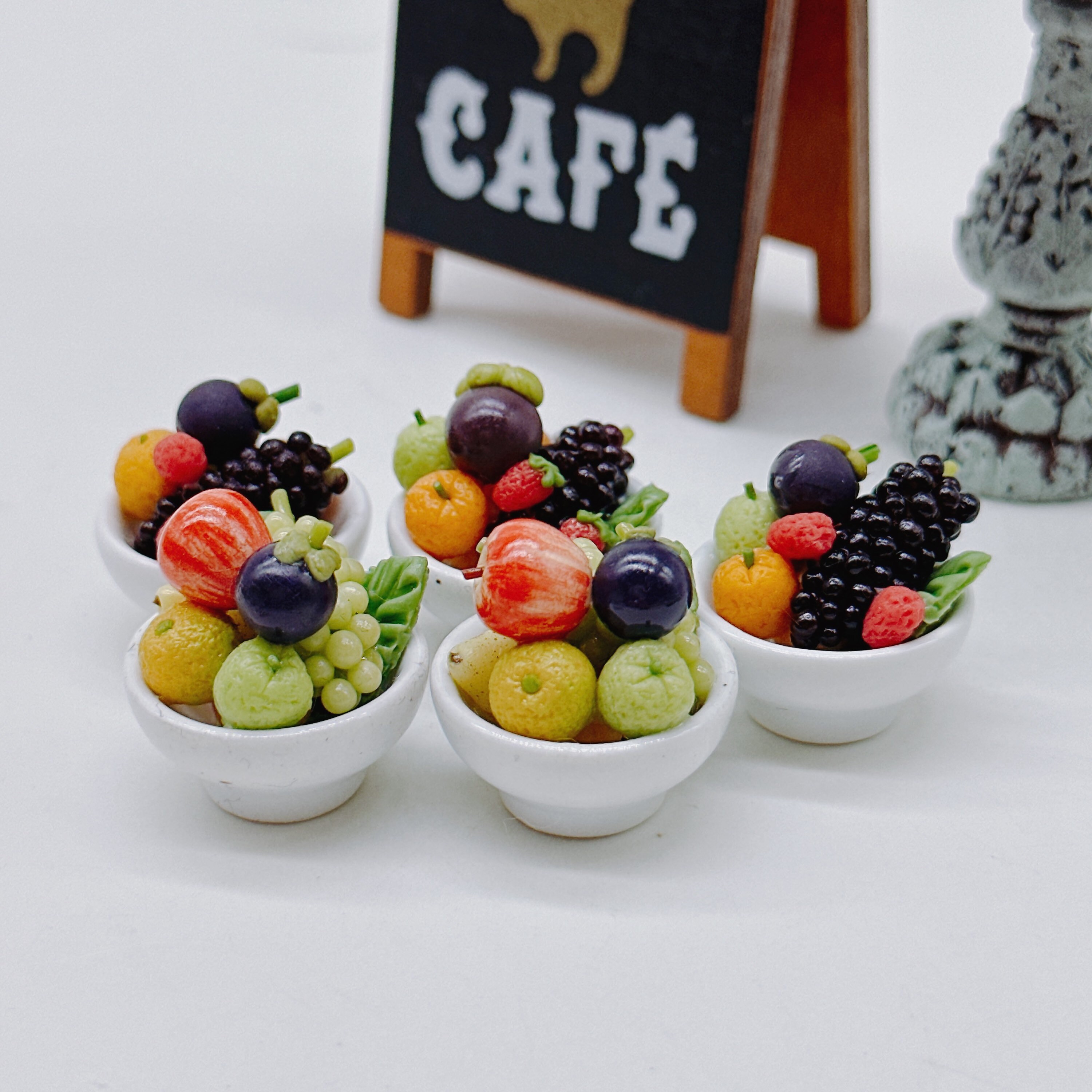 2 Bowls Miniature Mixed Fruit in Bowl Miniature Fakefood for - Etsy