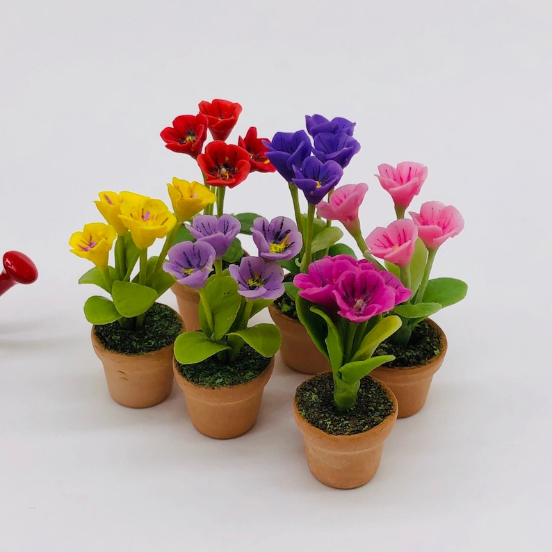 6 pieces Miniature Flower 6 pots decorate for dollhouse fairy | Etsy