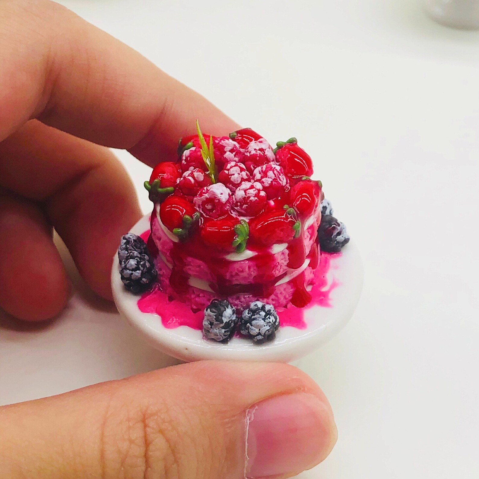 Miniature Mix Berry and Strawberry Cake on Ceramic Stand for | Etsy
